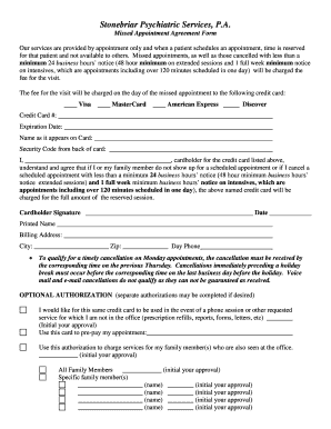 Fillable Online Missed Appointment Agreement Form Fax Email Print ...