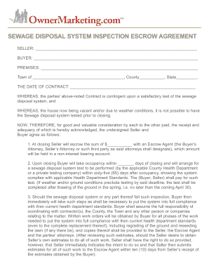 Septic Escrow Agreement - Fill Online, Printable, Fillable, Blank ...