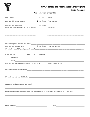 Fillable Online ymcasaskatoon BASC Social Resume Form - YMCA Saskatoon ...