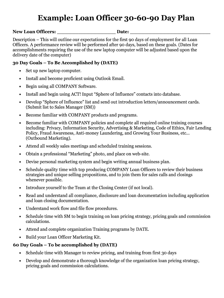 Mortgage Loan Officer Business Plan Examples Fill Online Printable 