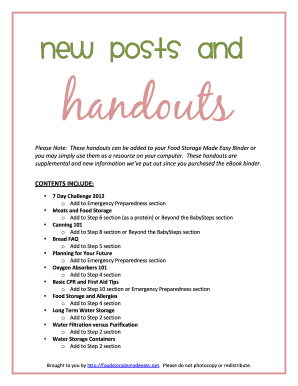 Fillable Online Posts and handouts - Food Storage Made Easy Fax Email ...