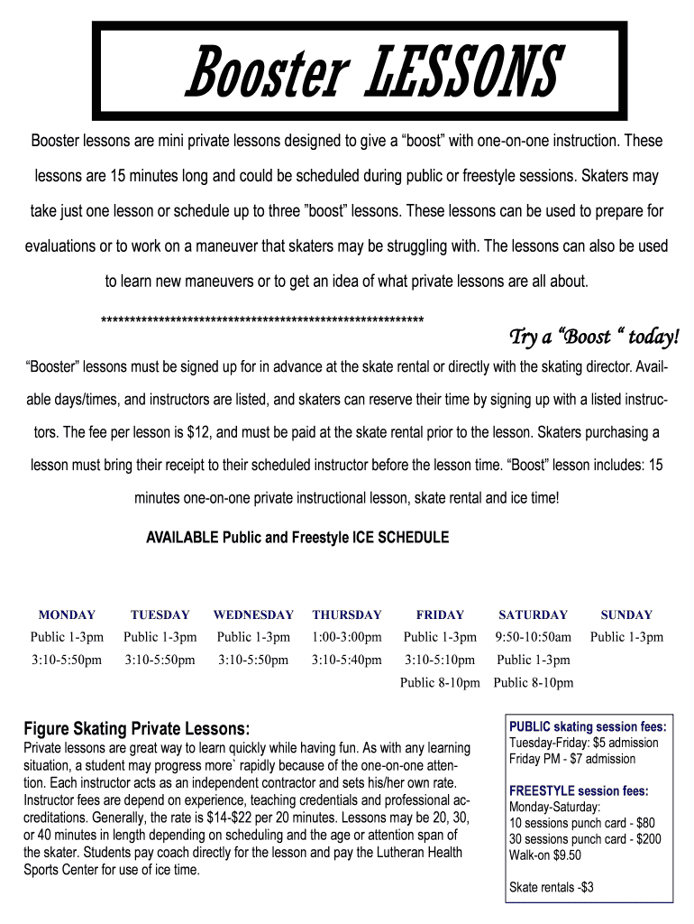 Fillable Online fortwayneiceskatingclub Booster LESSONS ...