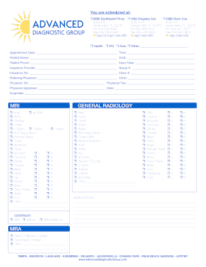Fillable Online MRI MRA GENERAL RADIOLOGY - Advanced Diagnostic Group ...