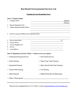 Fillable Online Cleaning Services Requisition Form Fax Email Print ...
