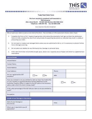 Fillable Online Trade Pack Claim Form Fax Email Print - pdfFiller