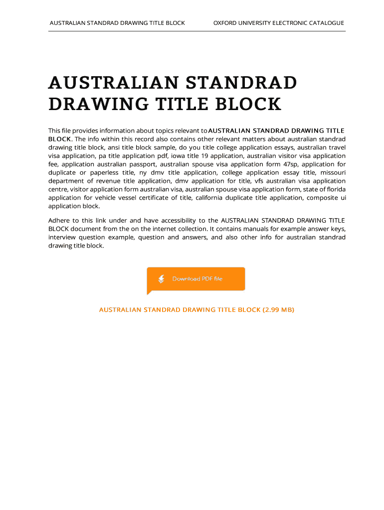 Fillable Online oxforduniv Australian Standrad Drawing Title Block ...