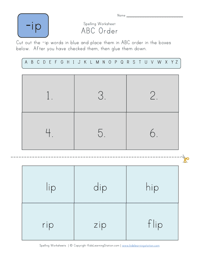Fillable Online ABC Order -ip Words Put each of the -ip words in ABC ...