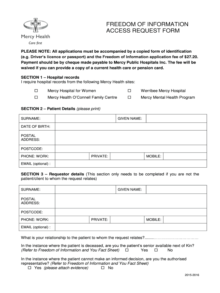 Fillable Online Please complete and return to - Mercy Health Fax Email ...
