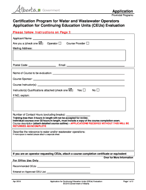 Fillable Online Certification Program for Water and Wastewater ...