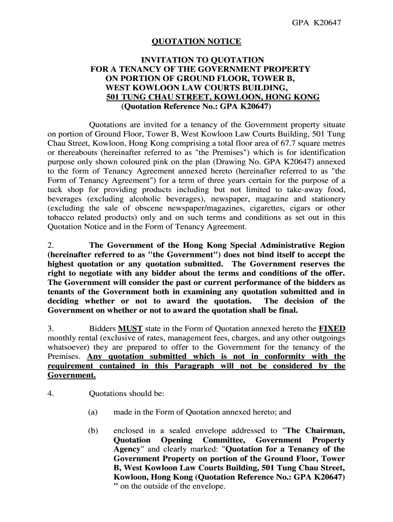 Fillable Online INVITATION TO QUOTATION Fax Email Print - pdfFiller