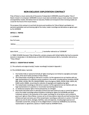 Fillable Online Non-bexclusiveb exploitation contract - Tribe of Noise ...