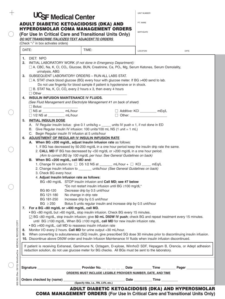 Fillable Online ADULT DIABETIC KETOACIDOSIS DKA AND PTNAME HYPEROSMOLAR ...