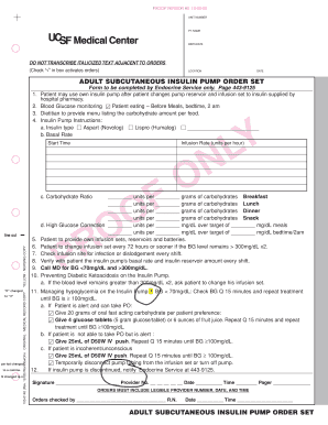 Fillable Online ADULT SUBCUTANEOUS INSULIN PUMP ORDER SET Fax Email ...