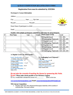 Fillable Online Quran competition registration form ...