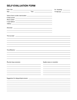 Fillable Online SELF-EVALUATION FORM - palmerpletschcom Fax Email Print ...