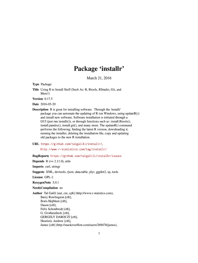 Fillable Online Package installr - RStudio Fax Email Print - pdfFiller