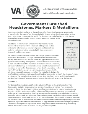 Fillable Online Headstones, Markers & Medallions Fax Email Print ...
