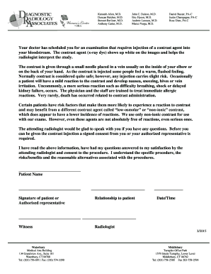 Fillable Online IV Contrast Consent Form - DRAxray.com Fax Email Print ...