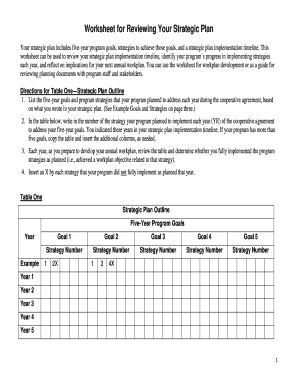 Fillable Online Worksheet for Reviewing Your Strategic Plan Fax Email ...