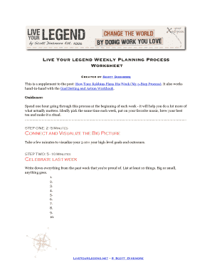 Fillable Online liveyourlegend Live Your Legend Weekly bPlanningb ...