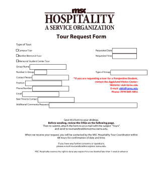 Fillable Online hospitality tamu *If you are requesting a tour for a ...
