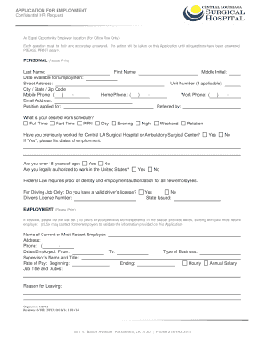 Fillable Online APPLICATION FOR EMPLOYMENT - CLS Hospital Fax Email ...