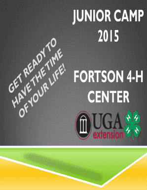 Fillable Online fortson4h JUNIOR CAMP 2013 Fortson 4-H Center ...