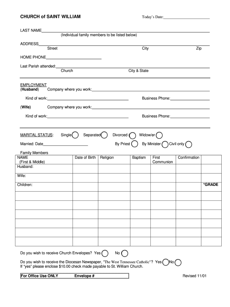 Fillable Online stwilliamcc Parish Registration.doc Fax Email Print ...