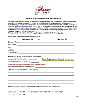 Fillable Online Demonstration or Presentation Request Form Fax Email ...