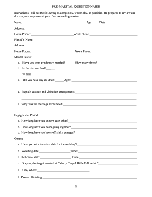 Fillable Online Pre-Marital Questionnairre 4-24-06 - Calvary Chapel ...