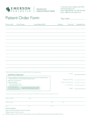Fillable Online Patient Order Form - Emerson Ecologics Fax Email Print ...