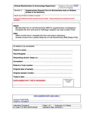 Fillable Online pathology bsuh nhs SUPPLEMENTARY REQUEST FORM REV 3DOC ...