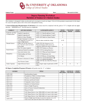 Fillable Online cols ou Degree Planning Worksheet - cols ou Fax Email ...