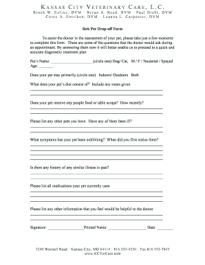 Fillable Online Sick Pet Drop-off Form Fax Email Print - pdfFiller