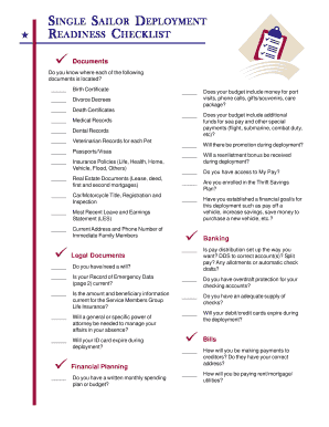 Fillable Online vp4 navy Single Sailor Deployment Checklist - Patrol ...