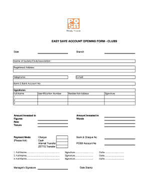 Fillable Online posb co EASY SAVE ACCOUNT OPENING FORM - CLUBS - posb ...