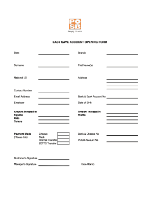 Fillable Online posb co EASY SAVE ACCOUNT OPENING FORM - bPOSBb - posb ...