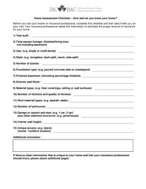 Fillable Online southcoastins Home Assessment Checklist How well do you ...