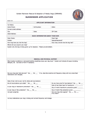Fillable Online grrand SURRENDER APPLICATION - bGRRANDb Fax Email Print ...