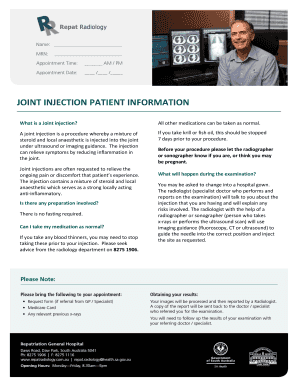 Fillable Online JOINT INJECTION PATIENT INFORMATION - Repat Radiology ...