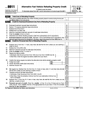 Fillable Online irs 2013 Form 8911. Alternative Fuel Vehicle Refueling ...