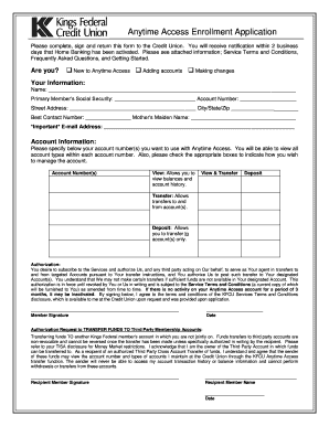 Fillable Online Anytime Access Enrollment Application Fax Email Print ...