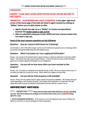 Fillable Online IMPORTANT AGENTS PLEASE HAVE LISTING AGENT REVIEW ...