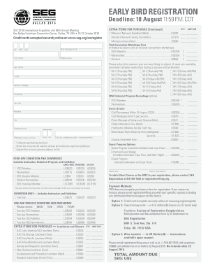 Fillable Online seg EARLY BIRD REGISTRATION Deadline: 18 August 11:59 P ...
