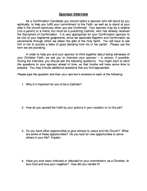 Fillable Online Sponsor Interview Fax Email Print - pdfFiller