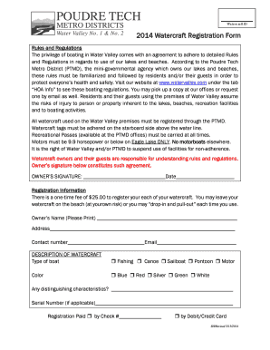 Fillable Online Watercraft Registration Form - Water Valley Fax Email ...