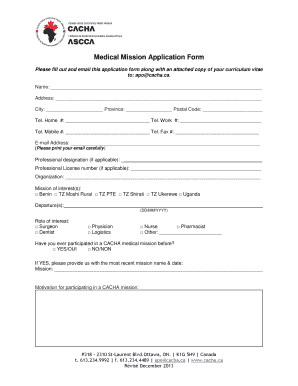 Fillable Online cacha Medical Mission Application Form Fax Email Print ...