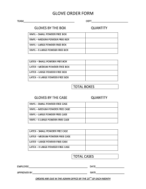 Fillable Online GLOVE ORDER FORM - bDSDCb Fax Email Print - pdfFiller