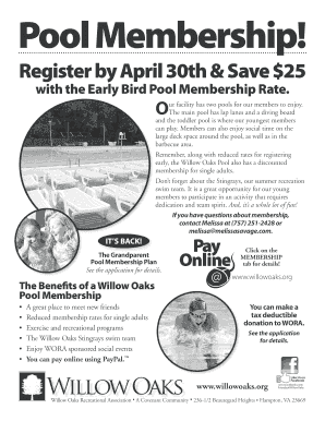 Fillable Online Pool Membership Fax Email Print - pdfFiller
