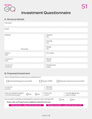Fillable Online eqinvestors co S1 Investment questionnaire - EQ ...